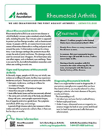 Home > RHEUMATOID ARTHRITIS FACT SHEET